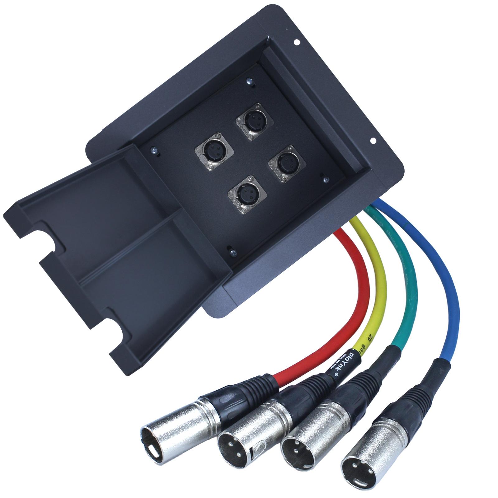 Recessed Floor stage box 4 XLR FEMALE with plug in connections | Floor ...
